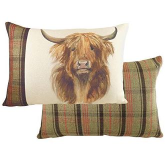 furn. Evans Lichfield Hunter Kissen mit Hochlandkuh, Polyester, gefüllt, Mehrfarbig, 40 x 60 cm