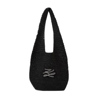 Karl Lagerfeld Femme, Sacs, Noir, Taille: ONE Size K/Autograph-patch Crochet Tote Bag