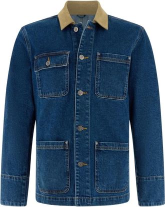 Boggi Milano Homme, Vestes, Bleu, Taille: XL Veste Chemise en Denim de Coton