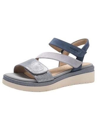 Tamaris Comfort sandales plates femme cuir avec fermeture velcro, Lt Blue Comb, 41 EU