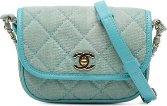 Chanel Hobo Bags - Mini CC Quilted Denim Messenger Flap - Gr. unisize - in Blau - für Damen