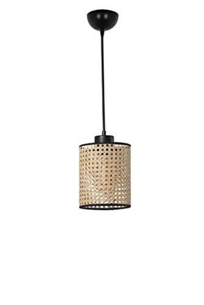 Opviq Elegant Rattan Chandelier, Adjustable Height 70 cm, 15 cm Cap Diameter, E27 Socket, Bohemian & Scandinavian Design | Perfect for Country & Southwester