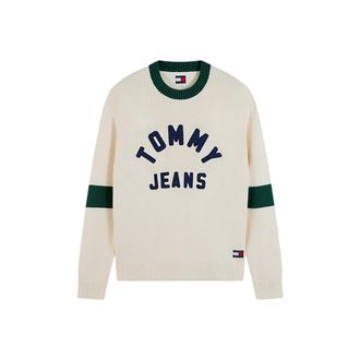 Tommy Jeans Klassischer Pullover mit Logo-Applikation - - Knitwear - Herren - Beige - M
