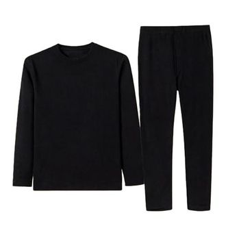 Generic Ensemble de pyjama en polaire pour femme, ensemble de pyjama en polaire pelucheux, ensemble de v&ecirc;tements de d&eacute;tente, v&ecirc;tements de nuit, couleur unie, 