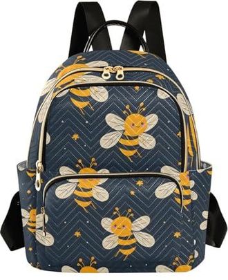 Mnsruu Mini sac à dos pour femme, motif abeille, noir, petit sac à dos tendance pour femme, sac à dos décontracté, Multi173, S