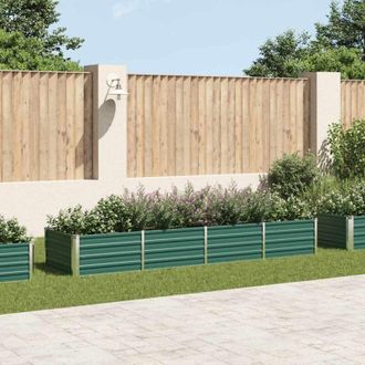 vidaXL Vidaxl - Lit sur&eacute;lev&eacute; de jardin Acier galvanis&eacute; 320x80x45 cm Vert