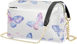 Mnsruu Sacs à bandoulière pour femme, motif papillons bleu clair, violet
