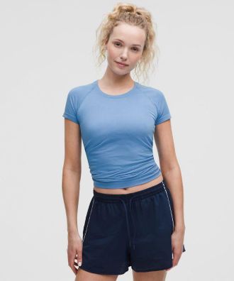 lululemon Swiftly Tech Kurzarmshirt 2.0 Hüftlänge für Frauen - Größe 10 in Pool Party