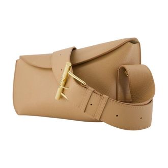 Alexander McQueen Womens T-Bar Sling Crossbody Bag Beige Calfskin