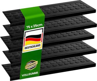 Floordirekt Stufenmatte aus Gummi - 5er Set - Selbstklebend - wetterfeste & Rutschhemmende Treppenstufen Matten - Gummistufenmatte für Außen - Antirutschmatten -1
