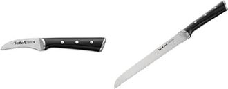 T-fal Ice Force K23204 Brotmesser | 20cm | Handschutz | Langlebig | Edelstahl | Schwarz & Ice Force K23212 rundes Sch&auml;lmesser | 7cm Klinge | Korrosionsschut