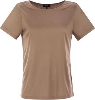 Fay Femme, Tops, Brun, Taille: 40 FR T-shirt &agrave; manches courtes avec encolure bateau