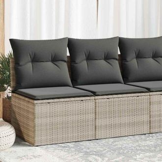 vidaXL Salon de jardin 2 pcs avec coussins gris clair polyrotin acacia - Vidaxl
