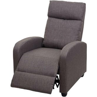 Hhg Neuwertig] Fernsehsessel HHG 461, Relaxsessel Sessel Liegesessel, Liegefunktion verstellbar Stoff/Textil grau-braun