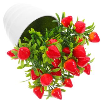 FOMIYES Realistische K&uuml;nstliche Erdbeer Bonsai Pflanze im Topf Pflegeleichte K&uuml;nstliche Fr&uuml;chte aus Kunststoff und Schaumstoff Dekorative Kunstpflanze f&uuml;r Inn