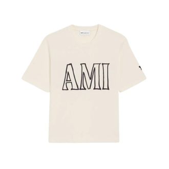Ami Femme, Tops, Beige, Taille: 36 FR T-Shirt Imprim&eacute;