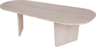 Hanah Home Table basse en bois Ovalis - 130 x 65 x 40 cm - Travertin