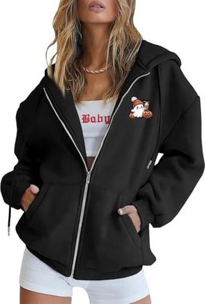 Generic Sweat &agrave; capuche pour femme - Sweats surdimensionn&eacute;s - Fermeture &eacute;clair - Sweat &agrave; capuche Y2k - Veste &agrave; capuche zipp&eacute;e pour femme - Graphique d&eacute;contrac