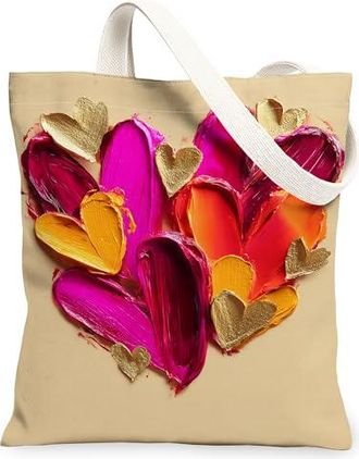 Generic Sacs fourre-tout en toile color&eacute;s en forme de coeur, sacs d&eacute;picerie r&eacute;utilisables, sacs d&eacute;picerie durables, romantiques, l&eacute;gers et lavables avec bando