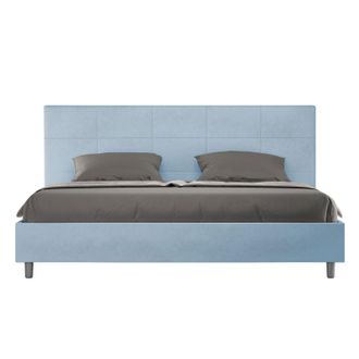 ITYhome Letto Matrimoniale King Size Rivestito In Microfibra - Mika - Dimensione Rete: 180x190 - Colore: Azzurro - Tipologia Letto: Con Rete