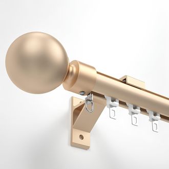 Generic Einzel-vorhangstange, Schienenvorhang, Vorhangschienen-Set Mit Rundem Dekorativem Kopf, Wandvorhangschiene F&uuml;r Wohnzimmer Schlafzimmer Balkon(Gold,400