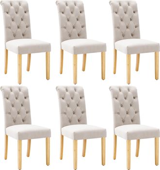 Merax Esszimmerstuhl 6er Set, Moderne Polsterstuhl mit hoher Rückenlehne, bequemer Wohnzimmerstuhl aus Samt, ergonomischer Stuhl mit Eichenbeinen, für Wohnz