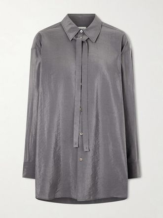 Christophe Lemaire Chemise En Soie M&eacute;lang&eacute;e Froiss&eacute;e &Agrave; Liens - Gris