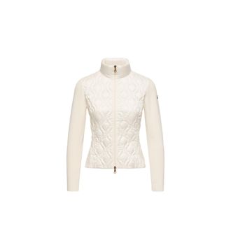 Moncler Moncler Cardigan Matelass&eacute; Zipp&eacute; En Coton, Femme, Blanc, Taille: Xl