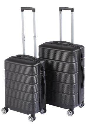 Novel Reisekofferset, Schwarz, Metall, Kunststoff, Textil, 2-teilig, Zahlenschloss, h&ouml;henverstellbarer Teleskopgriff, 360&deg;-Rollensystem, Tragehenkel, Netzfa