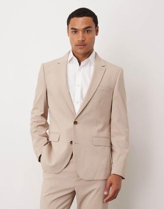 Asos Veste de costume ajust&eacute;e - Beige-Neutre