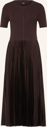 HUGO BOSS Kleid Fadridi Im Materialmix Mit Plissees braun