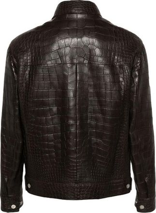 Brioni Mens Embossed-Leather Jacket Aw23 M