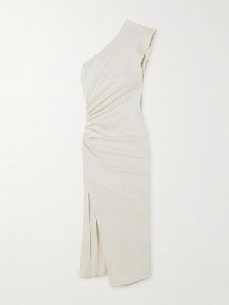 Isabel Marant Maude Asymmetrisches Midikleid Aus Baumwoll-jersey Mit Raffungen - Wollwei&szlig;