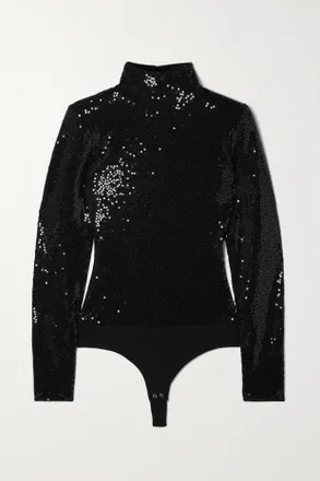 Michael Kors String-body Aus Cr&ecirc;pe Mit Pailletten Und Stehkragen - Schwarz
