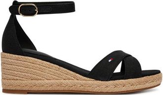 Tommy Hilfiger Espadrilles Mid Wedge Espad X Cross FW0FW09332 Schwarz