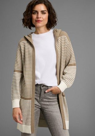 Kangaroos Kapuzenstrickjacke mit gemustertem Design, lange Form, l&auml;ssig geschnitten