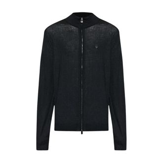Emporio Armani Rei&szlig;verschluss-Strickjacke mit Stehkragen - - Knitwear - Herren - Schwarzk - M