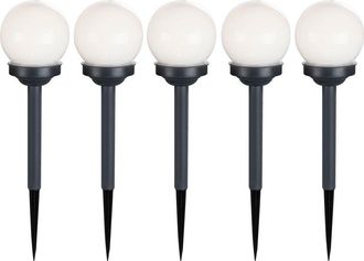 Globo Lighting 5er Set LED Außen Solar Lampen Kugel Design Erd Spieß Steck Leuchten Garten Weg Beleuchtung