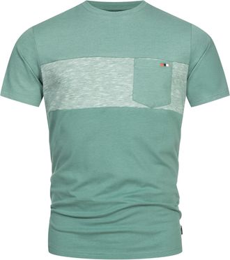 Indicode Herren INSprings T-Shirt mit Rundhalsausschnitt und Brusttasche | Herrenshirt Sommershirt Deep Sea, XL