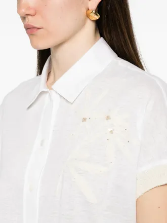 PANICALE Womens Sequin-Embellished Floral-Embroidered Shirt Ss26 W