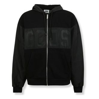 GCDS Gcds, Homme, Sweatshirts et sweats &agrave; capuche, Noir, Taille: XL Band Logo Nylon Mix Full Zip Sweat &agrave; capuche