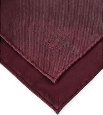 Brunello Cucinelli Heraldic Logo Silk Pocket Square - Red