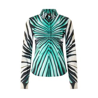 Roberto Cavalli Meeresdruck Langarmhemd - - Blouses & Shirts - Damen - Mehrfarbig - XL