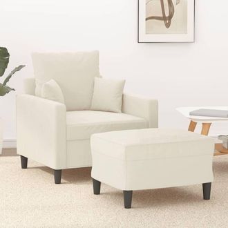 vidaXL Vidaxl - Fauteuil avec repose-pied Cr&egrave;me 60 cm Velours