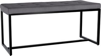 Clp Banc Barci avec structure noire Gris fonc&eacute; Velours