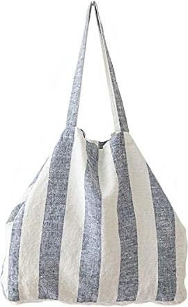 LinenMe Sac de plage en lin Philippe Indigo