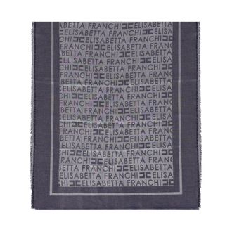 Elisabetta Franchi Blau und Grau Jacquard Foulard Schal - - Accessories - Damen - Grau - ONE SIZE