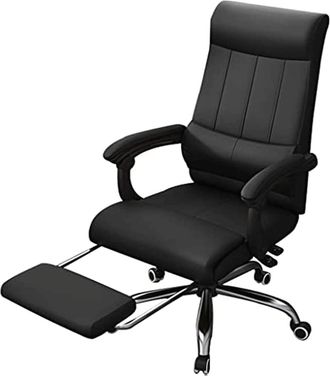 Generic Ergonomischer B&uuml;rostuhl, neigbarer Leder-Lendenwirbelst&uuml;tzstuhl mit Fu&szlig;pedal, Schreibtischstuhl