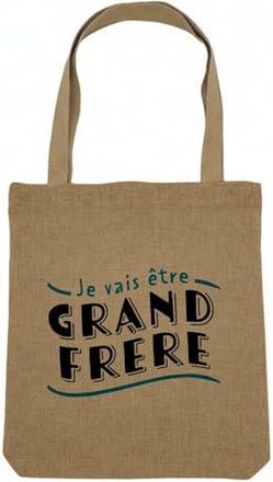 Fabulous Sac Shopping Tote Bag Aspect Lin - Je vais &ecirc;tre Grand Fr&egrave;re Famille Fils Enfant B&eacute;b&eacute; - Sac de Courses Toile Epaisse 360g Beige Naturel Cabas Port&eacute; Epa