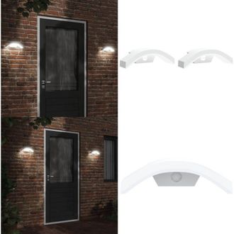 vidaXL Vidaxl - LED-Au&szlig;enwandleuchten mit Sensor 2 Stk. Wei&szlig; Aludruckguss - LED-Lampe - Au&szlig;enleuchte - Wandleuchte - Bewegungsmelder - Sensoreinrichtung